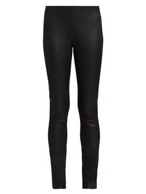 AKRIS Women's Fancy Leather Pants - Black