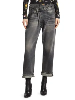 R13 Faded Crossover Jeans