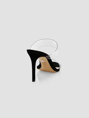 Schutz Ariella 100mm Vinyl Mules - Black Tran