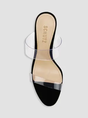 Schutz Ariella 100mm Vinyl Mules - Black Tran