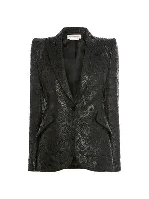 Alexander McQueen Floral Lace Jacket - Black