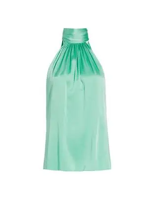 Ramy Brook Lori Silk Halter Top Malachite