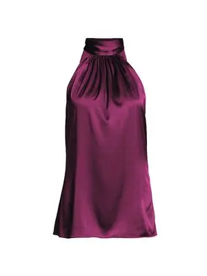 Ramy Brook Lori Silk Halter Top Mulberry