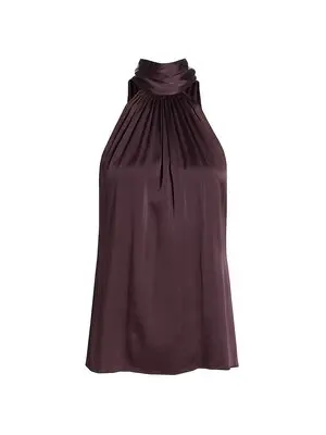 Ramy Brook Lori Silk Halter Top Raisin