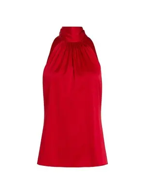 Ramy Brook Lori Silk Halter Top Scarlet