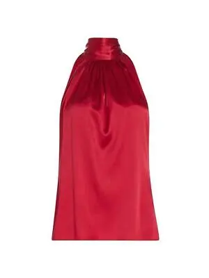 Ramy Brook Lori Silk Halter Top Soiree Red
