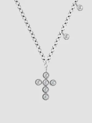 Meira T 14k White Gold & Diamond Cross Pendant Necklace - Silver