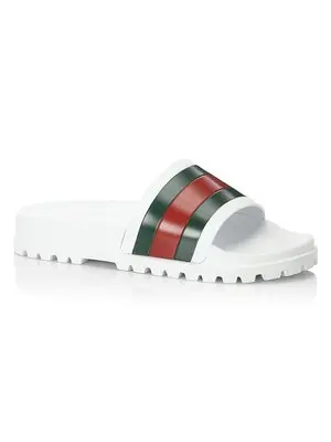 Gucci Web Slide Sandals Bianco