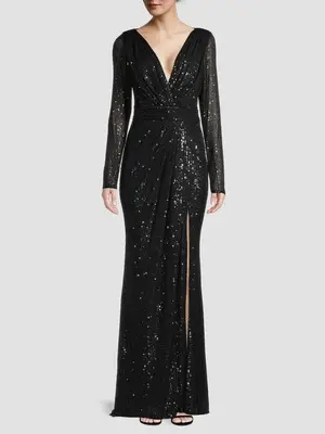 Mac Duggal Sequined Evening Gown - Black