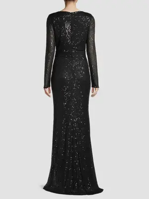Mac Duggal Sequined Evening Gown - Black