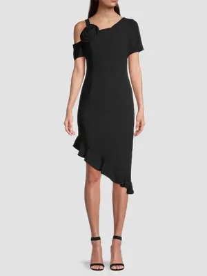 Shani Asymmetric Ruffled Sheath Dress