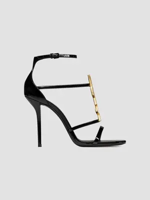 Saint Laurent Cassandra Leather Sandals - Nero