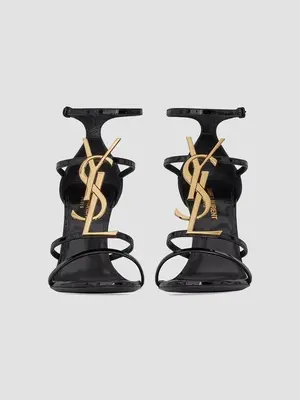 Saint Laurent Cassandra Leather Sandals - Nero