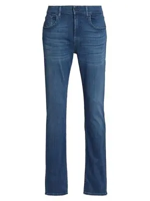 7 For All Mankind Slimmy Airweft Slim-fit Tapered Jeans Mid Blue