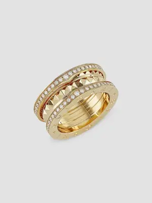 BVLGARI B. Zero1 Rock 18k Yellow & Diamond 2-band Ring - Gold