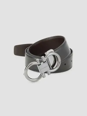 FERRAGAMO Gancini Buckle Cut-to-size Reversible Belt - Nero