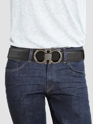 FERRAGAMO Gancini Buckle Cut-to-size Reversible Belt