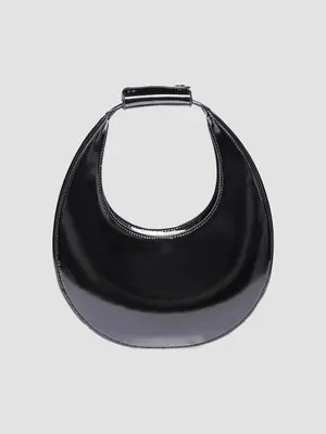 Staud Mini Moon Leather Hobo Bag - Black