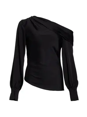 Simkhai Alice Satin One-shoulder Top - Black