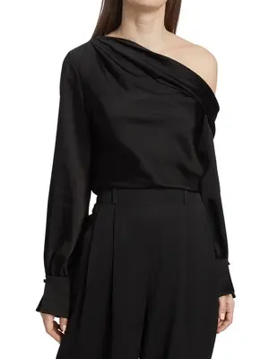 Simkhai Alice Satin One-shoulder Top - Black