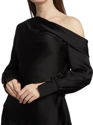 Simkhai Alice Satin One-shoulder Top - Black