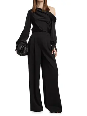 Simkhai Alice Satin One-shoulder Top - Black
