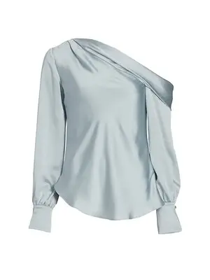 Simkhai Alice Satin One-shoulder Top Cove