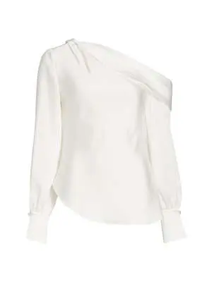 Simkhai Alice Satin One-shoulder Top White