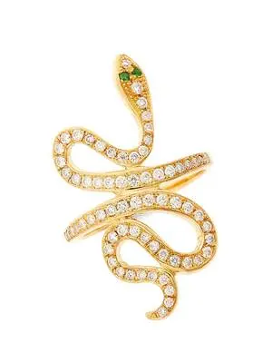 Ileana Makri Diamond Slither Snake 18k Tsavorite & Diamond Ring - Yellow Gold