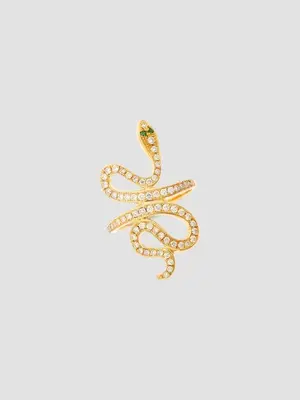 Ileana Makri Diamond Slither Snake 18k Tsavorite & Diamond Ring - Yellow Gold