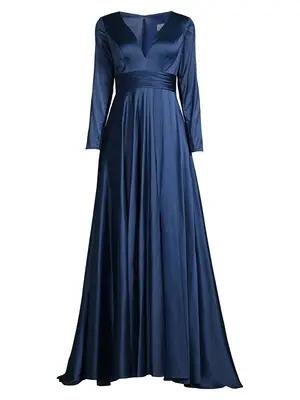 Mac Duggal Satin Empire Waist Ballgown