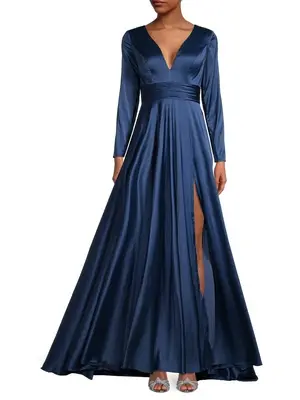 Mac Duggal Satin Empire Waist Ballgown