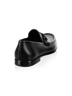 FERRAGAMO Gancini Crown Bit Leather Loafers