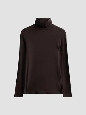 Majestic Filatures Soft Touch Turtleneck Top Chocolate Mousse