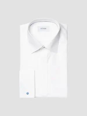 Eton Slim-fit Diamond Weave Formal Dress Shirt - White