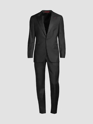 Isaia Sanita Two-button Wool Tuxedo - Black