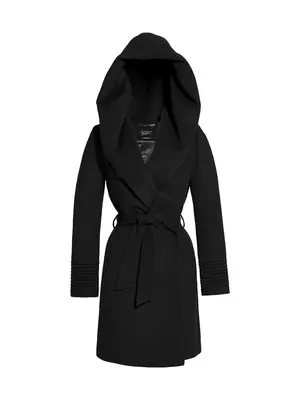 Sentaler Hooded Alpaca Wrap Coat - Black