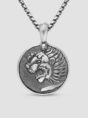 David Yurman Petrvs Lion Coin Amulet In Sterling 25mm - Silver