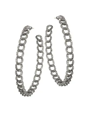 Nina Gilin Diamond Hoop Earrings - Silver