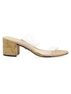 Schutz Victorie Vinyl & Leather Cork Mules - Tan
