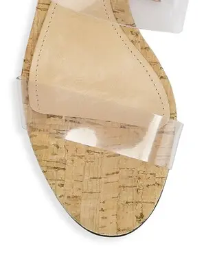 Schutz Victorie Vinyl & Leather Cork Mules - Tan