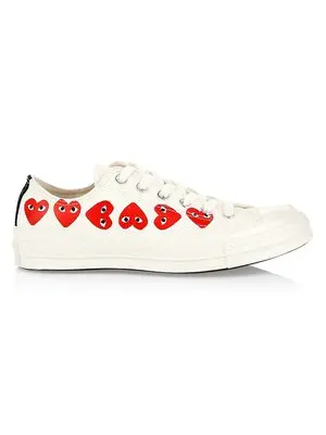 Play Comme Des Garcon Women's CdG PLAY X Converse Unisex Chuck Taylor All Star Multi Heart Low-Top Sneakers - White  - White