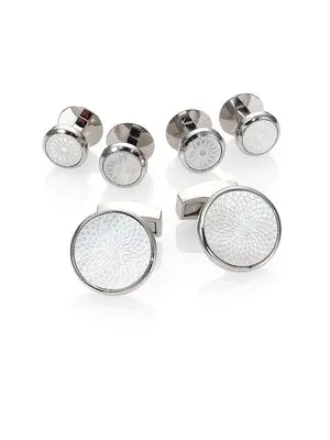Tateossian Mother Of Pearl Rotondo Guill Stud Set - Silver