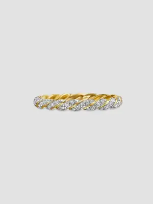 David Yurman Paveflex Ring Eith Diamonds In 18k Yellow 2.8mm - Gold