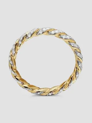 David Yurman Paveflex Ring Eith Diamonds In 18k Yellow 2.8mm - Gold