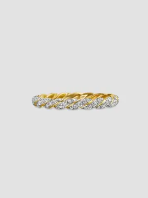 David Yurman Paveflex Ring Eith Diamonds In 18k Yellow 2.8mm - Gold