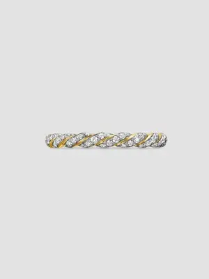 David Yurman Paveflex Ring Eith Diamonds In 18k Yellow 2.8mm - Gold