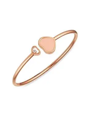 Chopard Happy Hearts 18k Rose Gold, Diamond & Rosé Stone Bangle - Peach