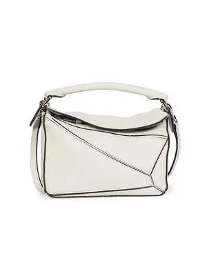Loewe LOEWE Mini Puzzle Leather Bag Soft White