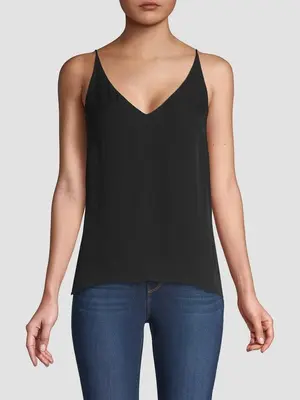 L'Agence Gabriella V-neck Tank - Black